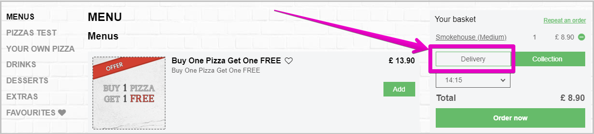 Online ordering: how to configure the delivery methods